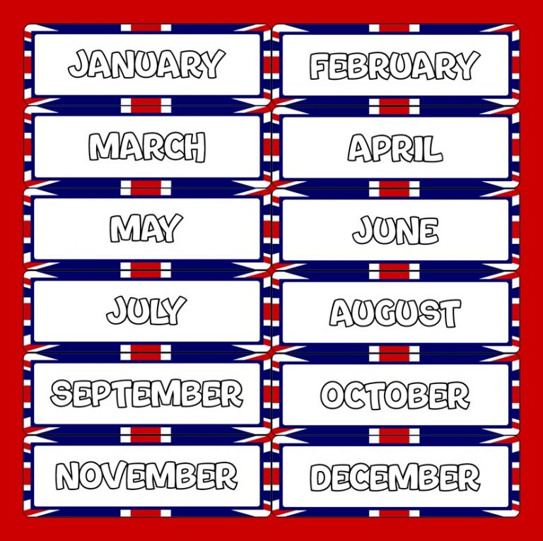 Étiquettes pour écrire la date en anglais : jours de la semaine et mois ...